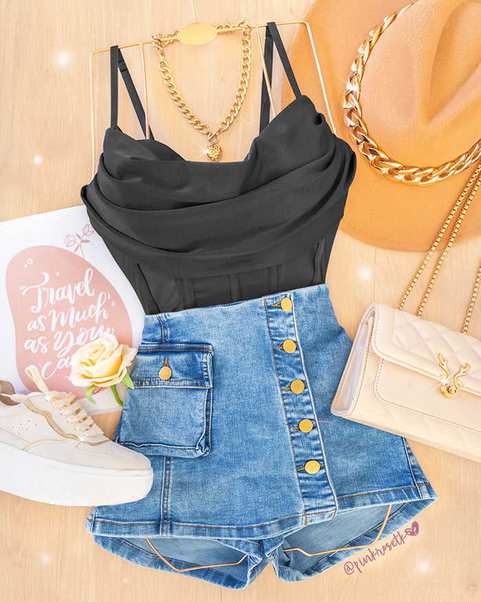 Falda Blue Jean Con Bolsillo Pink Rose Tk