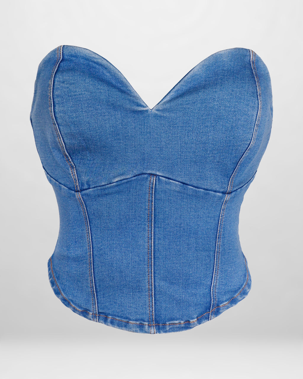 Crop top blue jean strapless – Pink Rose tk